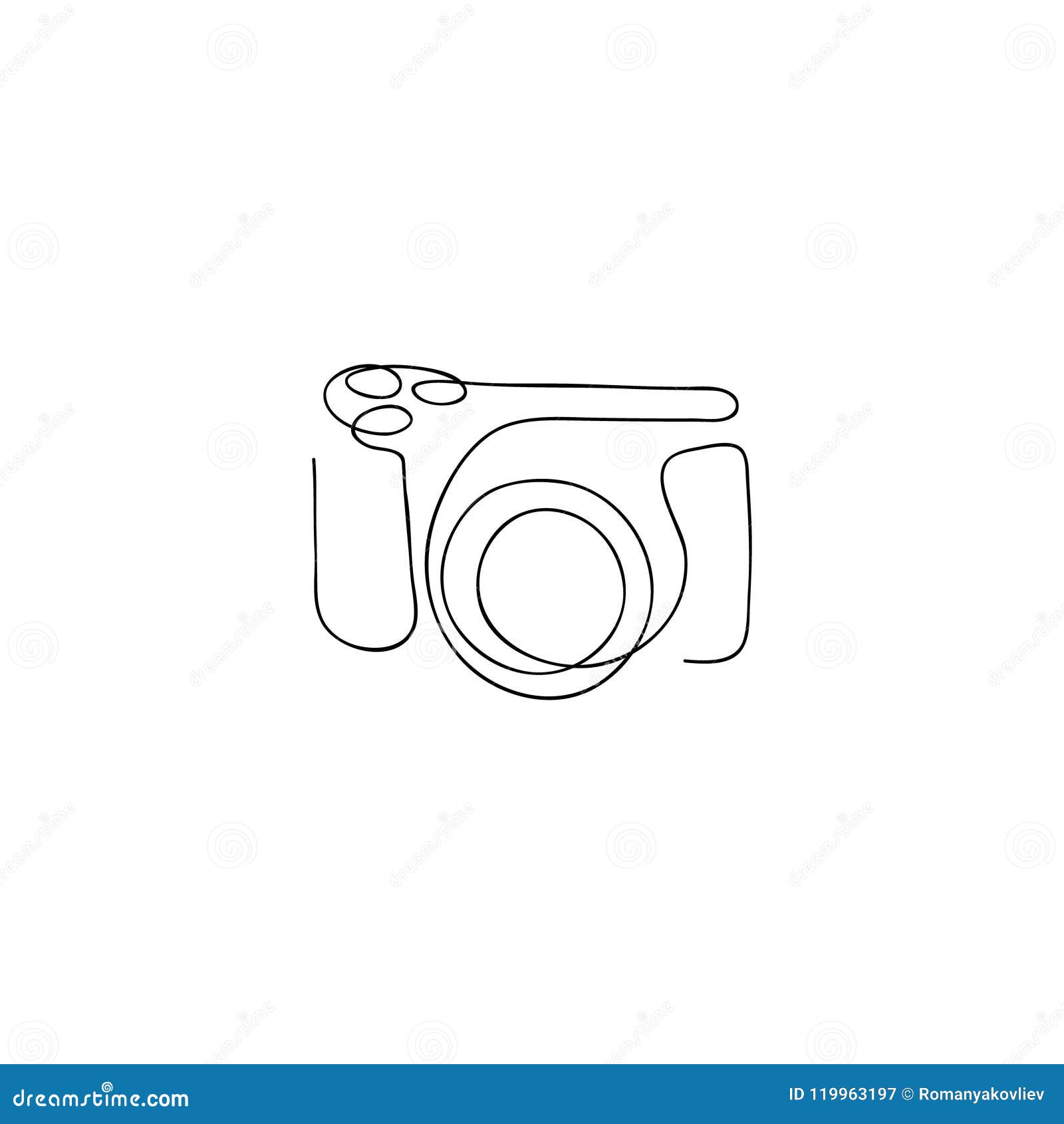 One Line Photo Camera Hand Drawn Vector Illustration. Stock Vector ...