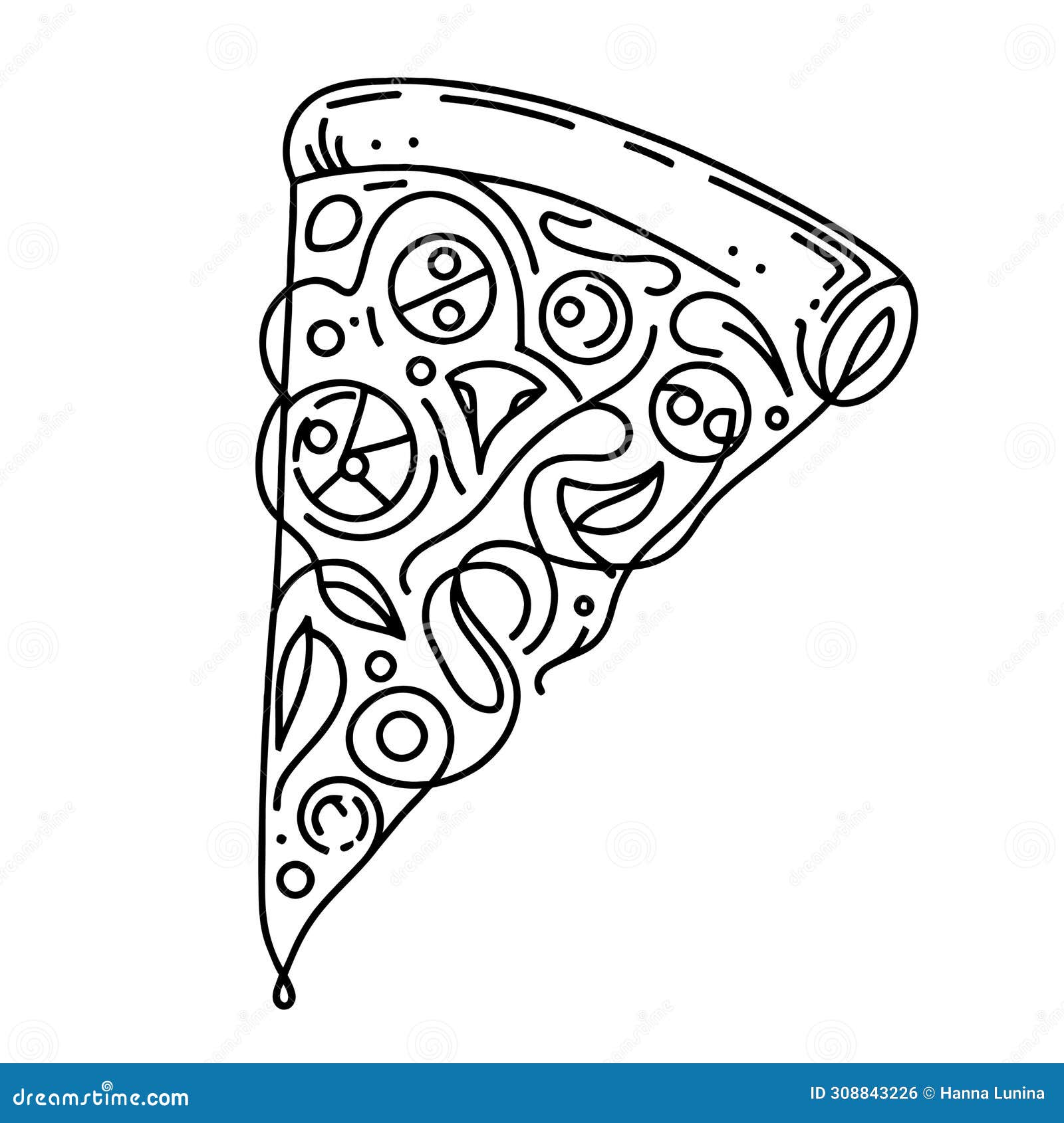 One Line of Pizza. Modern Continuous Line Design with Pizza Logo. One ...