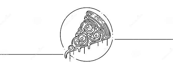 One Line of Pizza. Modern Continuous Line Design with Pizza Logo. One ...