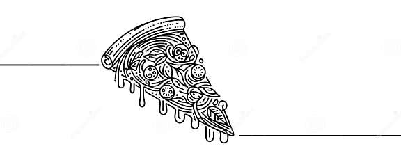 One Line of Pizza. Modern Continuous Line Design with Pizza Logo. One ...