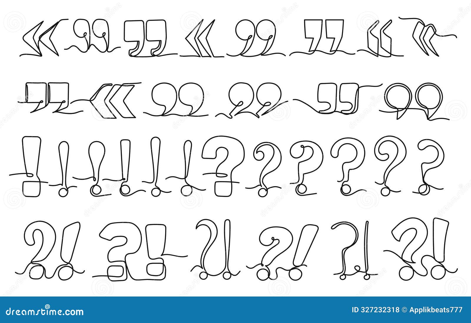 One Line Punctuation Marks. Quote Symbol, Quotation Marks, Question and ...