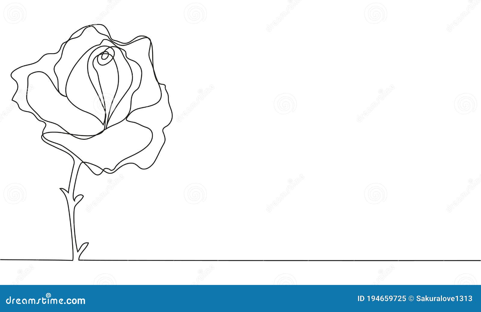 One Line Rose Design - Hand Drawn Minimalism Style Stock Illustration ...
