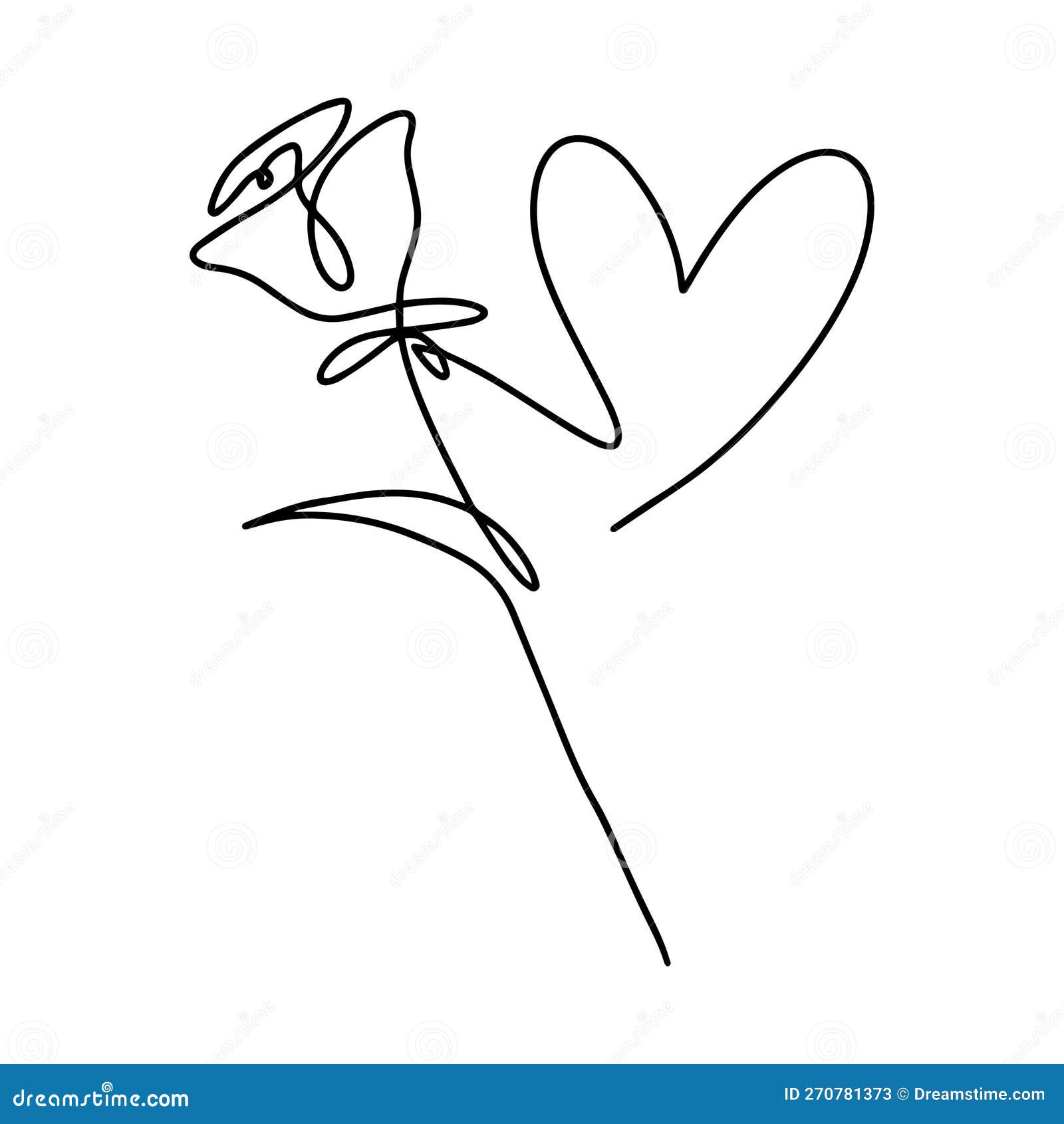 One Line Rose Design. Hand Drawn Minimalism Style Vector Illustration ...