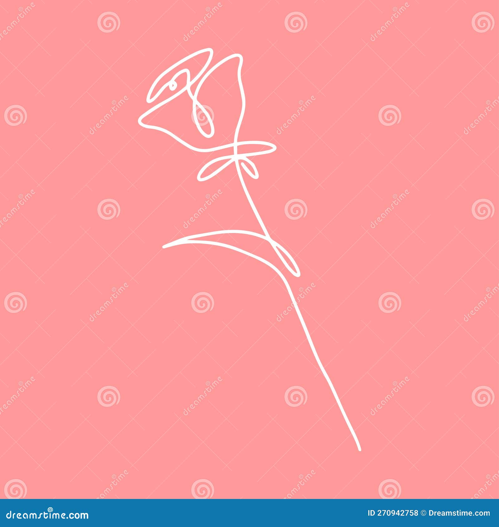 One Line Rose Design. Hand Drawn Minimalism Style Vector Illustration ...
