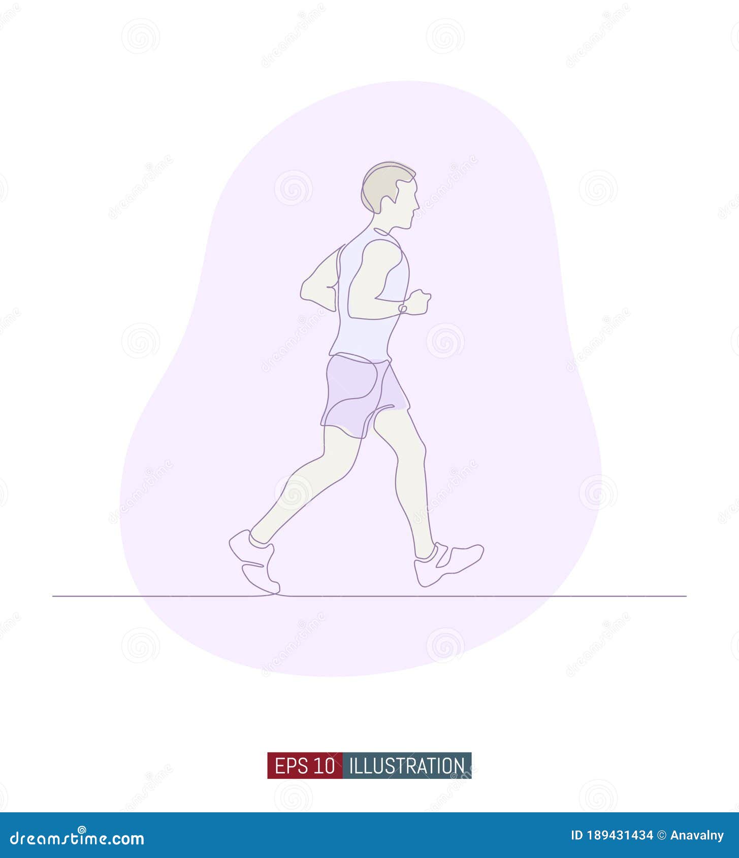 Continuous Line Drawing of Running Man. Vector Illustration. Stock ...