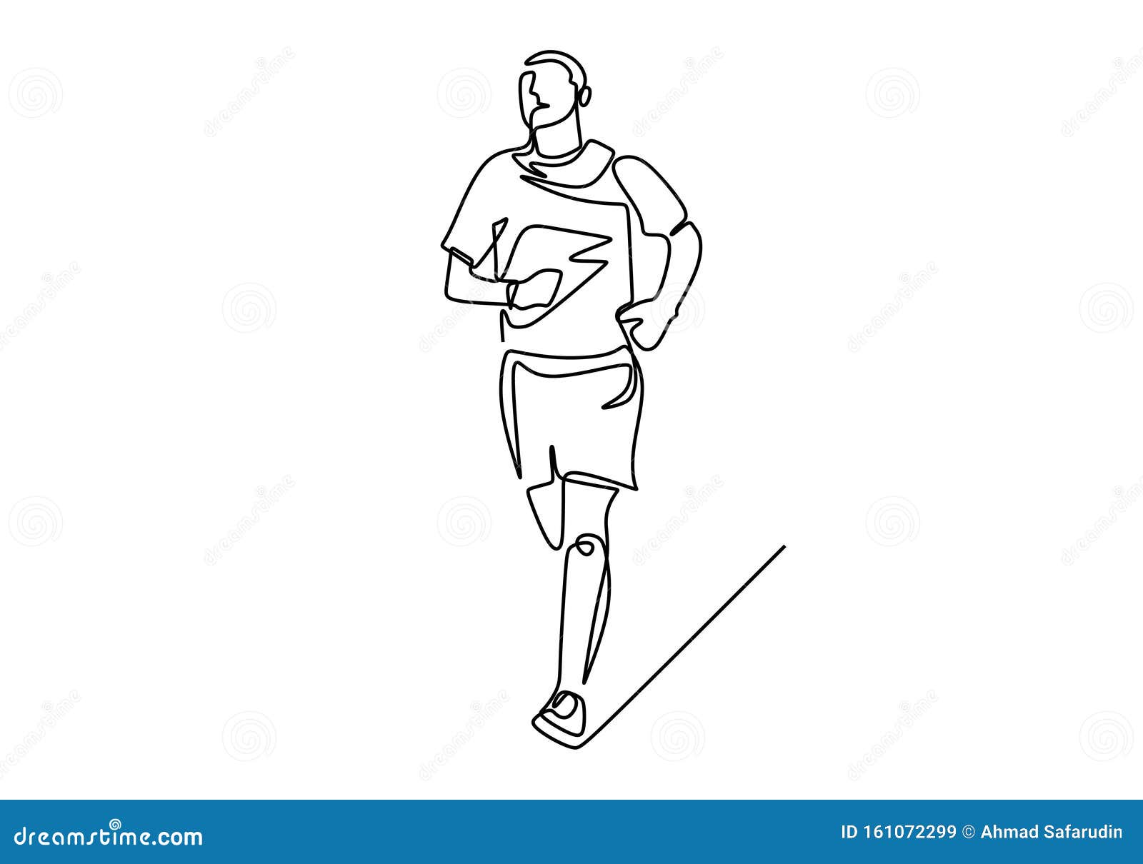 One Line Running Man Continuous Drawing Style. Vector Minimalism ...