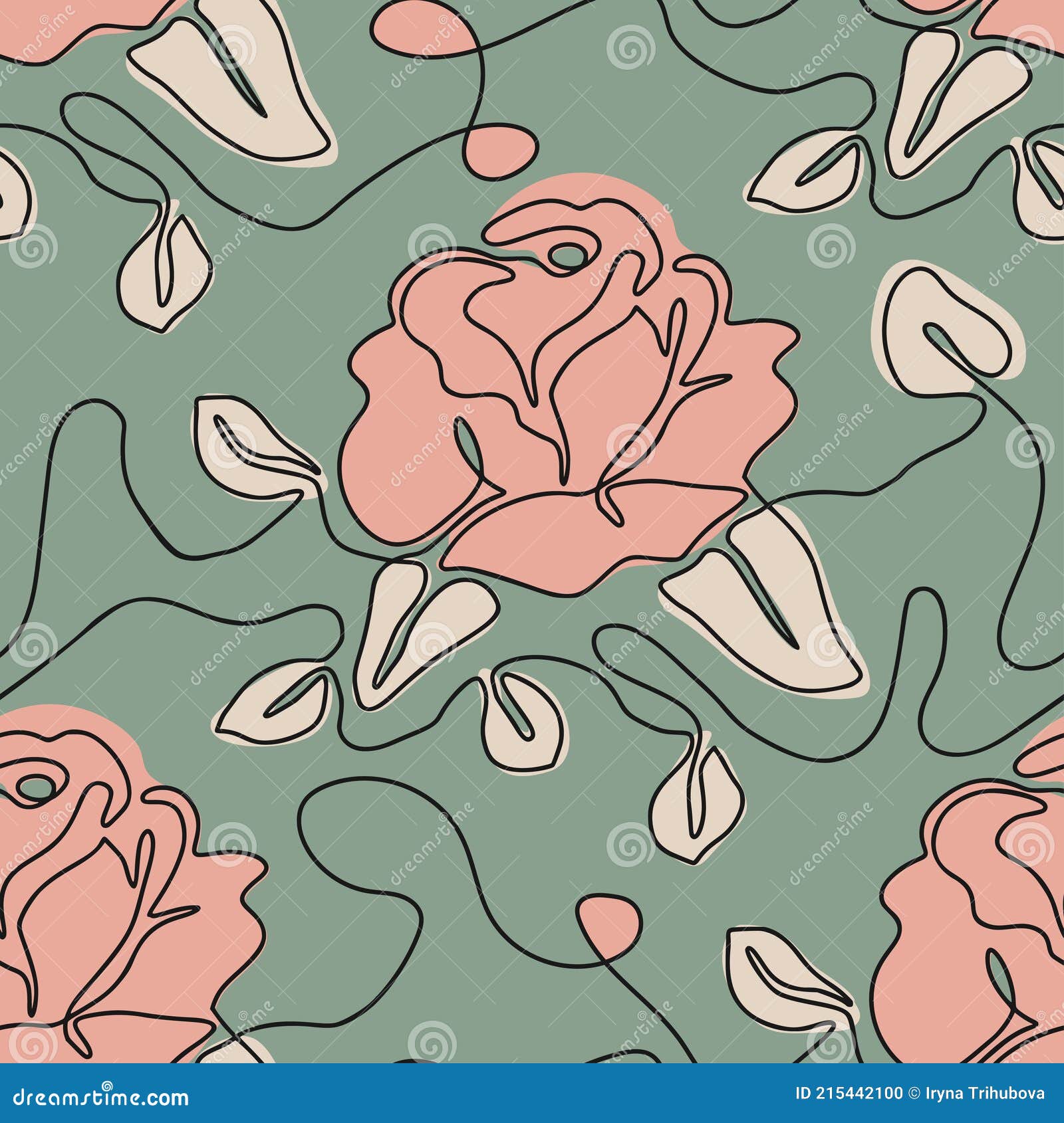 One Line Seamless Modern Pattern. Stock Vector - Illustration of drawn ...