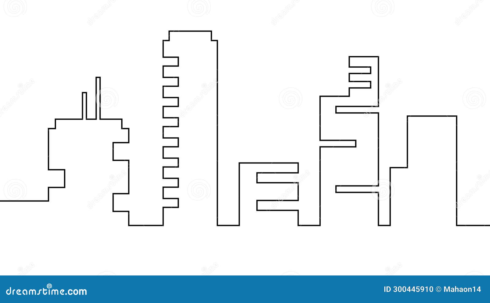 One line sity contour stock illustration. Illustration of downtown ...