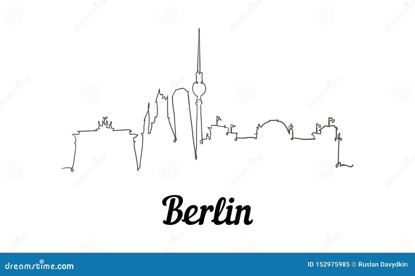 One Line Style Berlin Skyline. Simple Modern Minimalistic Style Vector ...