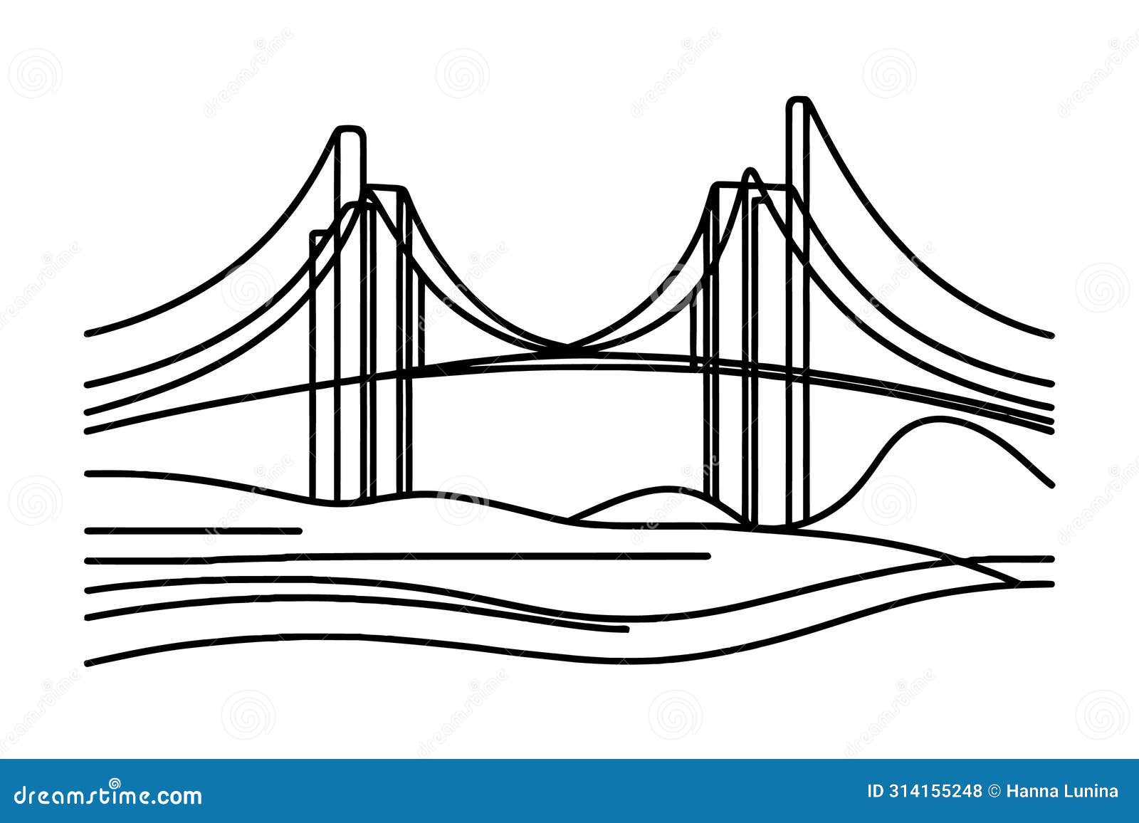 One Line Style Bridge. Simple Modern Minimalist Style Bridge Vector ...