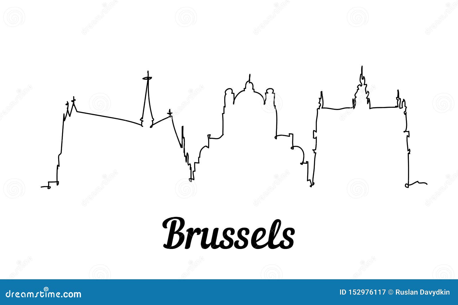 One Line Style Brussels Skyline. Simple Modern Minimalistic Style ...
