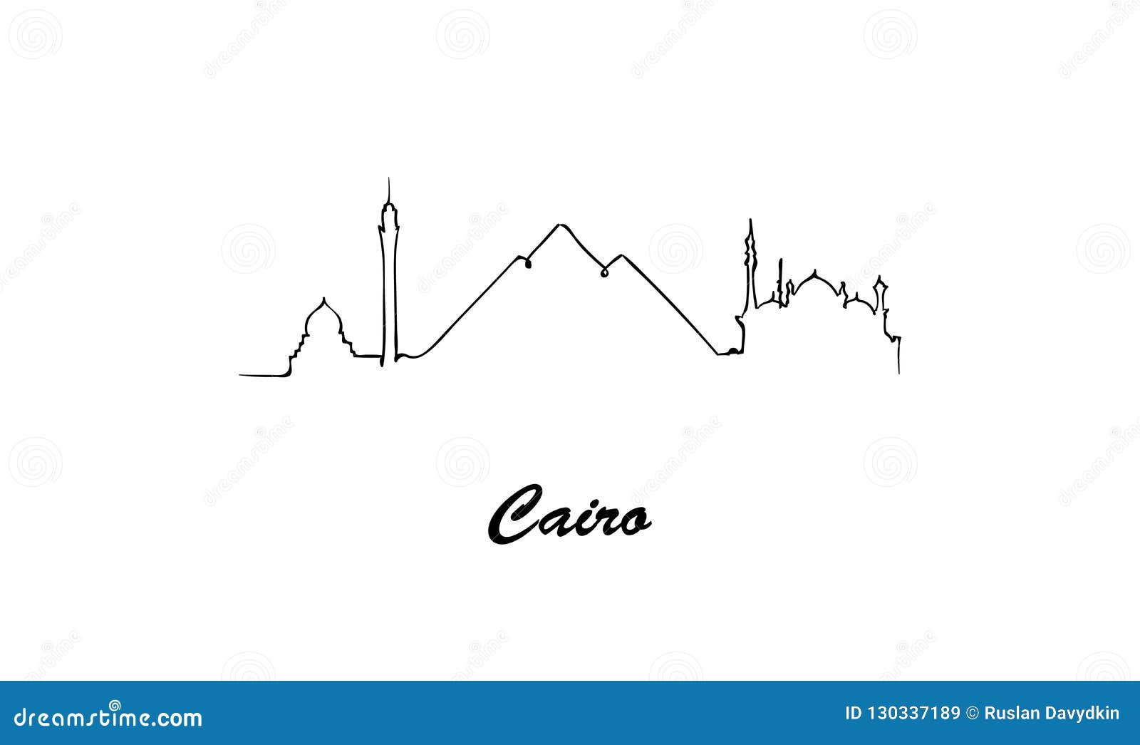 One Line Style Cairo Fast Sketch Vector Illustration. Stock ...