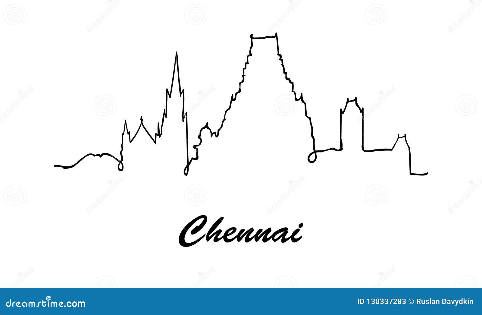 Chennai City, India Architecture Silhouette. Cartoon Vector ...