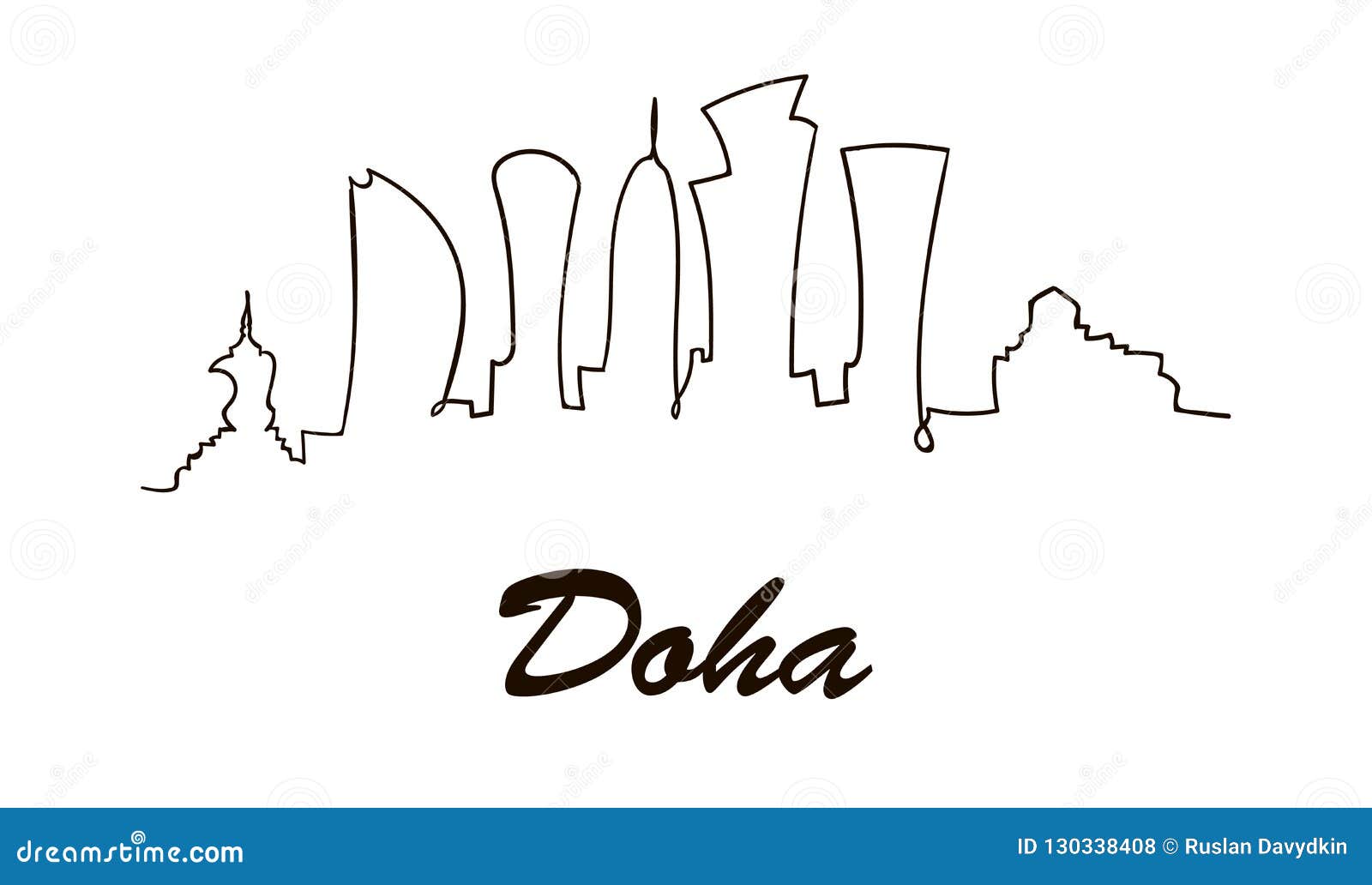 Doha City Skyline Golden Silhouette. Cartoon Vector | CartoonDealer.com ...