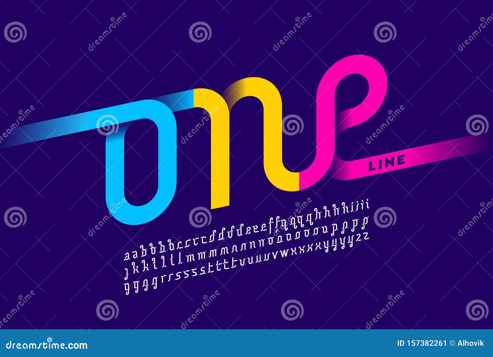 One line style font design stock vector. Illustration of letter - 157382261