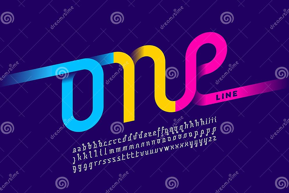 One line style font design stock vector. Illustration of letter - 157382261