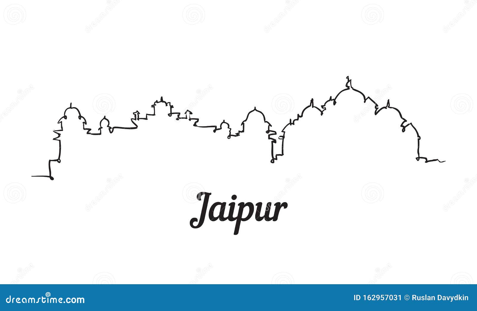 Jaipur Vector Icon With Skyline, Panoramic View, City Shape. India ...