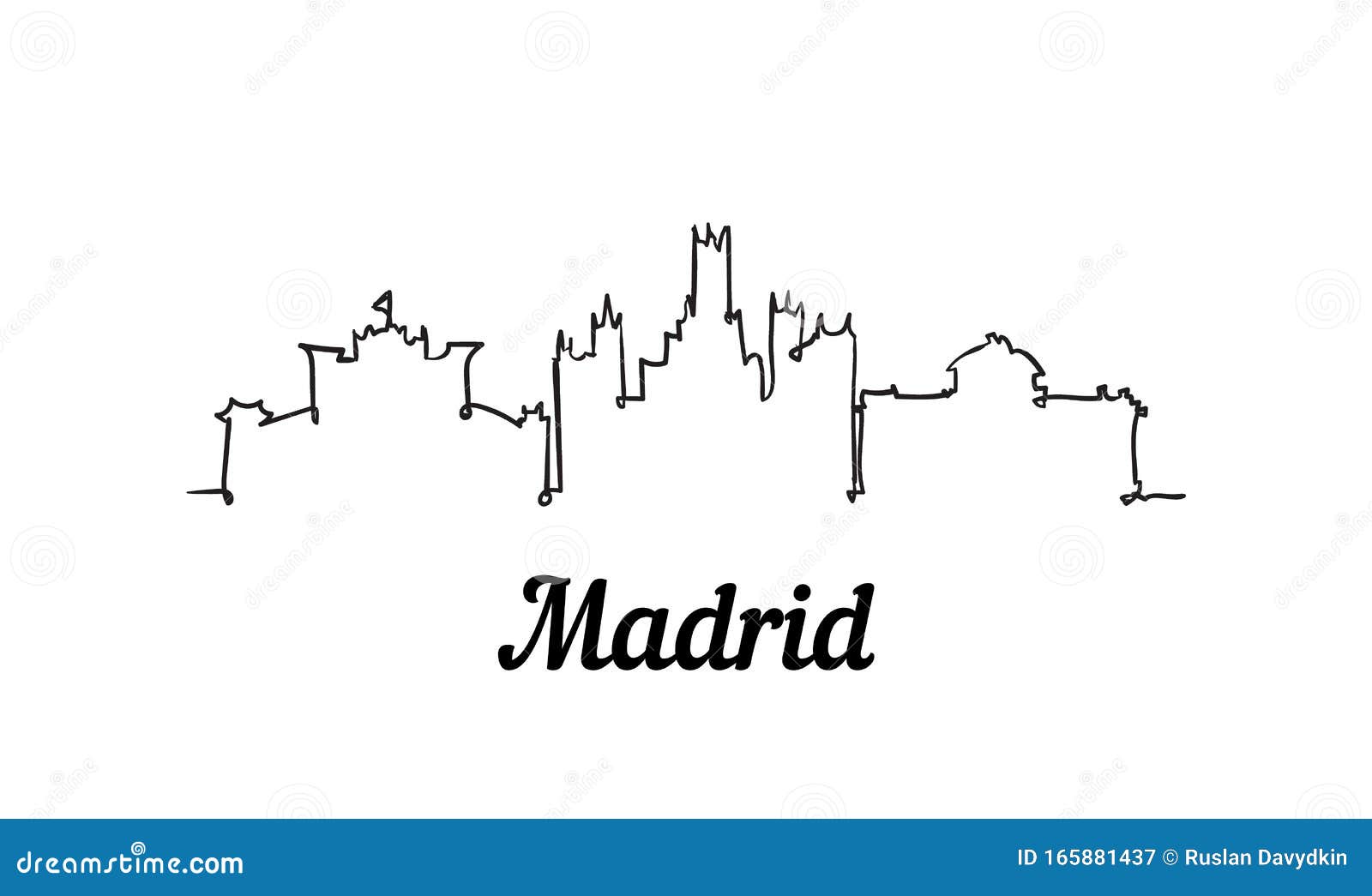 One Line Style Madrid Skyline. Simple Modern Minimalistic Style Vector ...