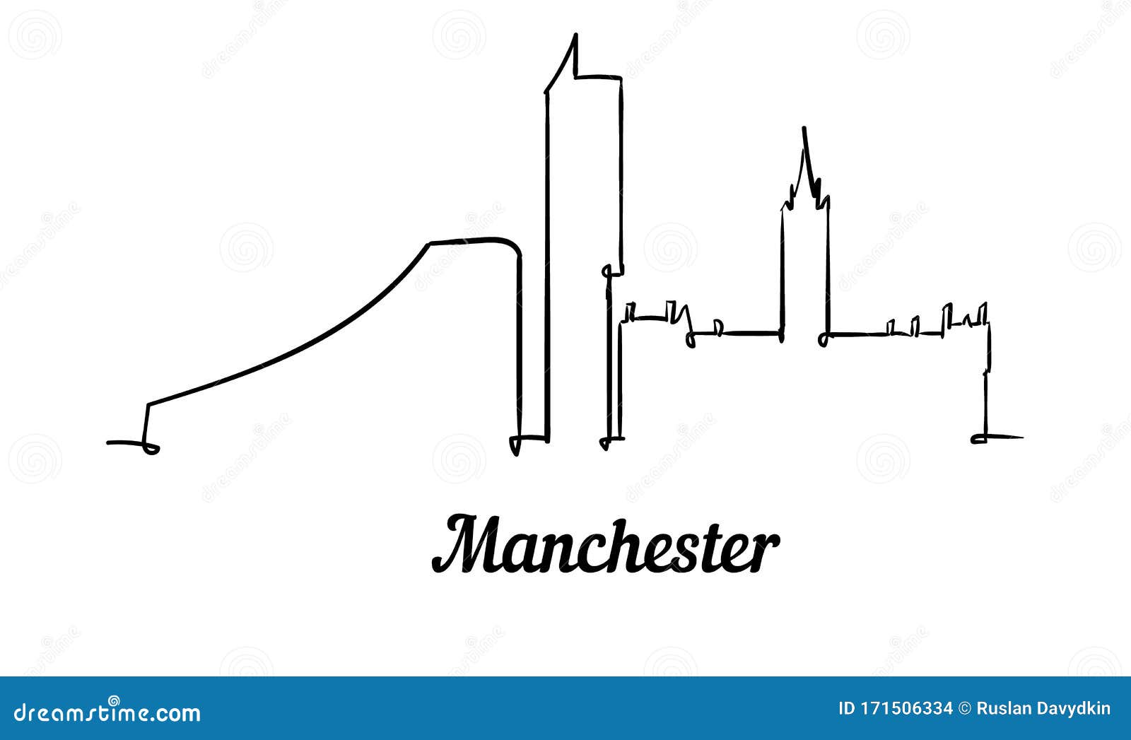 One Line Style Manchester Skyline. Simple Modern Minimalistic Style ...