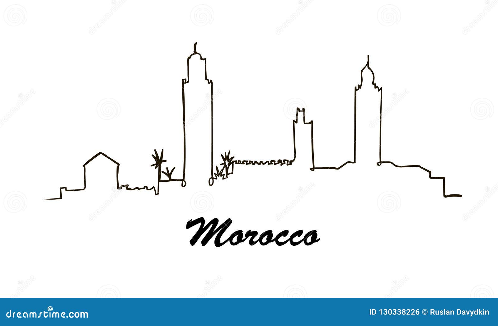 One Line Style Morocco Skyline. Simple Modern Vector. Stock ...