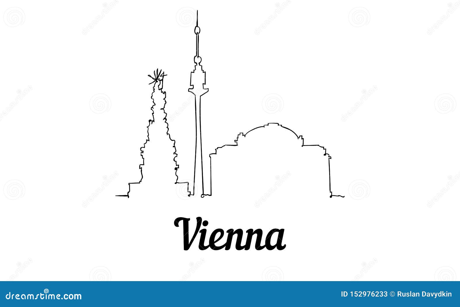 One Line Style Vienna Skyline. Simple Modern Minimalistic Style Vector ...