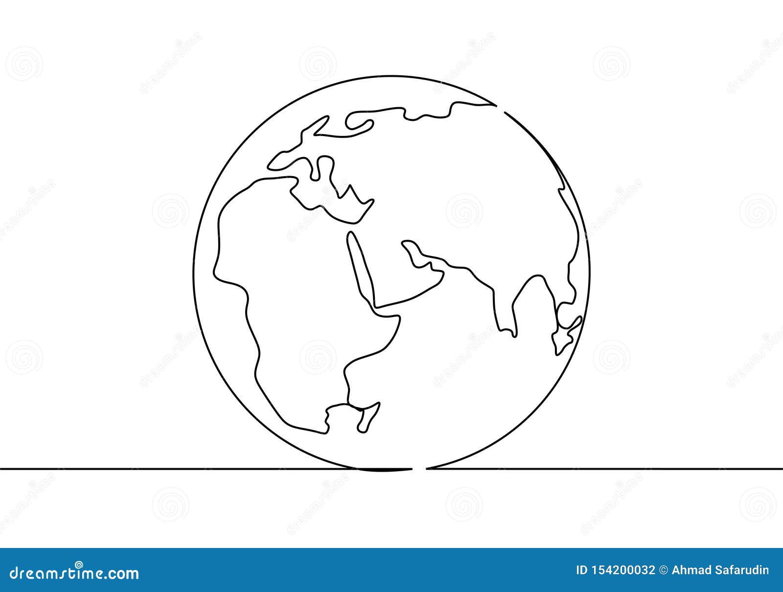 One Line Style World Earth Globe Continuous Design. Simple Modern ...