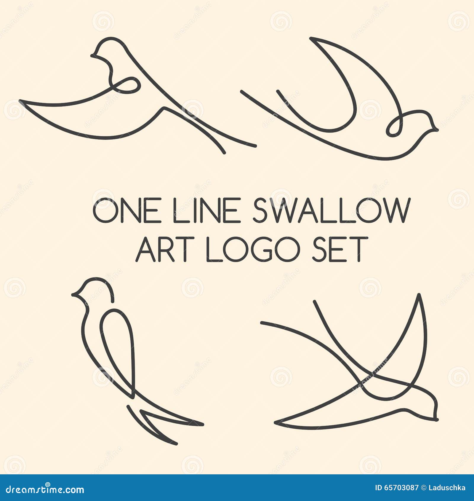 One Line Swallow Or Martlet Design Silhouette. Hand Drawn Minimalism ...
