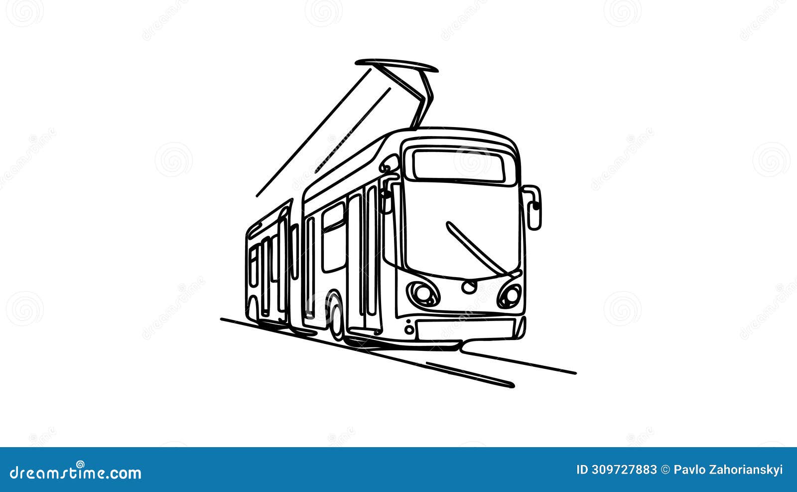 One Line Tram Design - Hand Drawn Minimalism Style Vector Illustration ...
