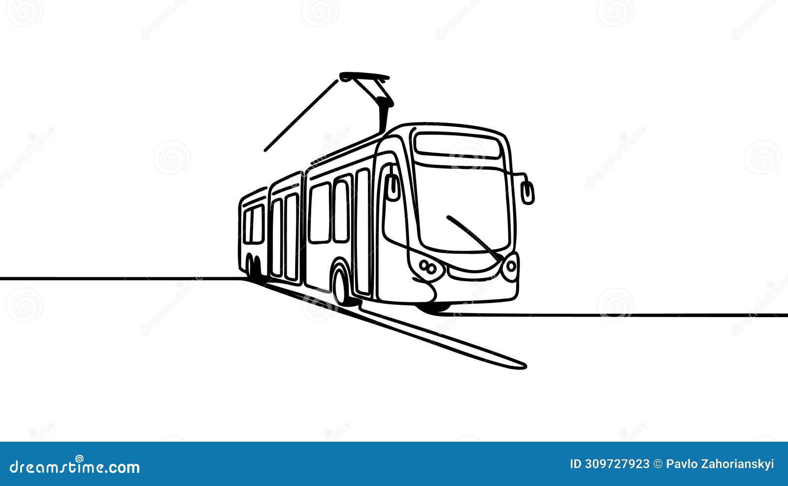 One Line Tram Design - Hand Drawn Minimalism Style Vector Illustration ...