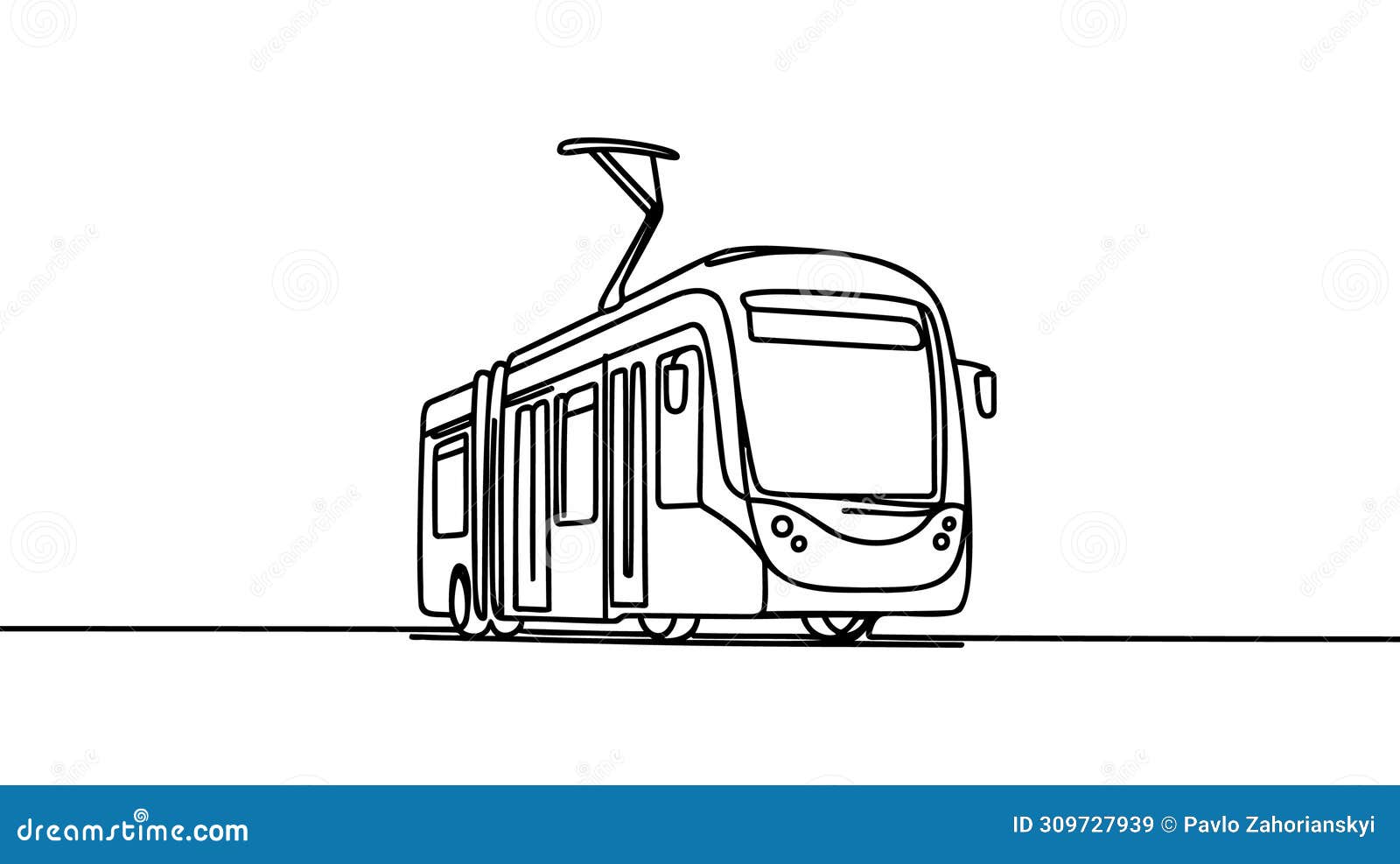 One Line Tram Design - Hand Drawn Minimalism Style Vector Illustration ...