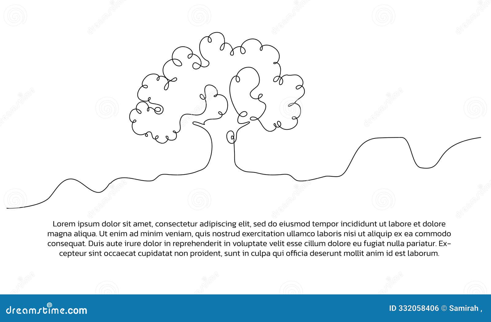 One Line Tree Poster Drawing with Frame Stock Illustration ...