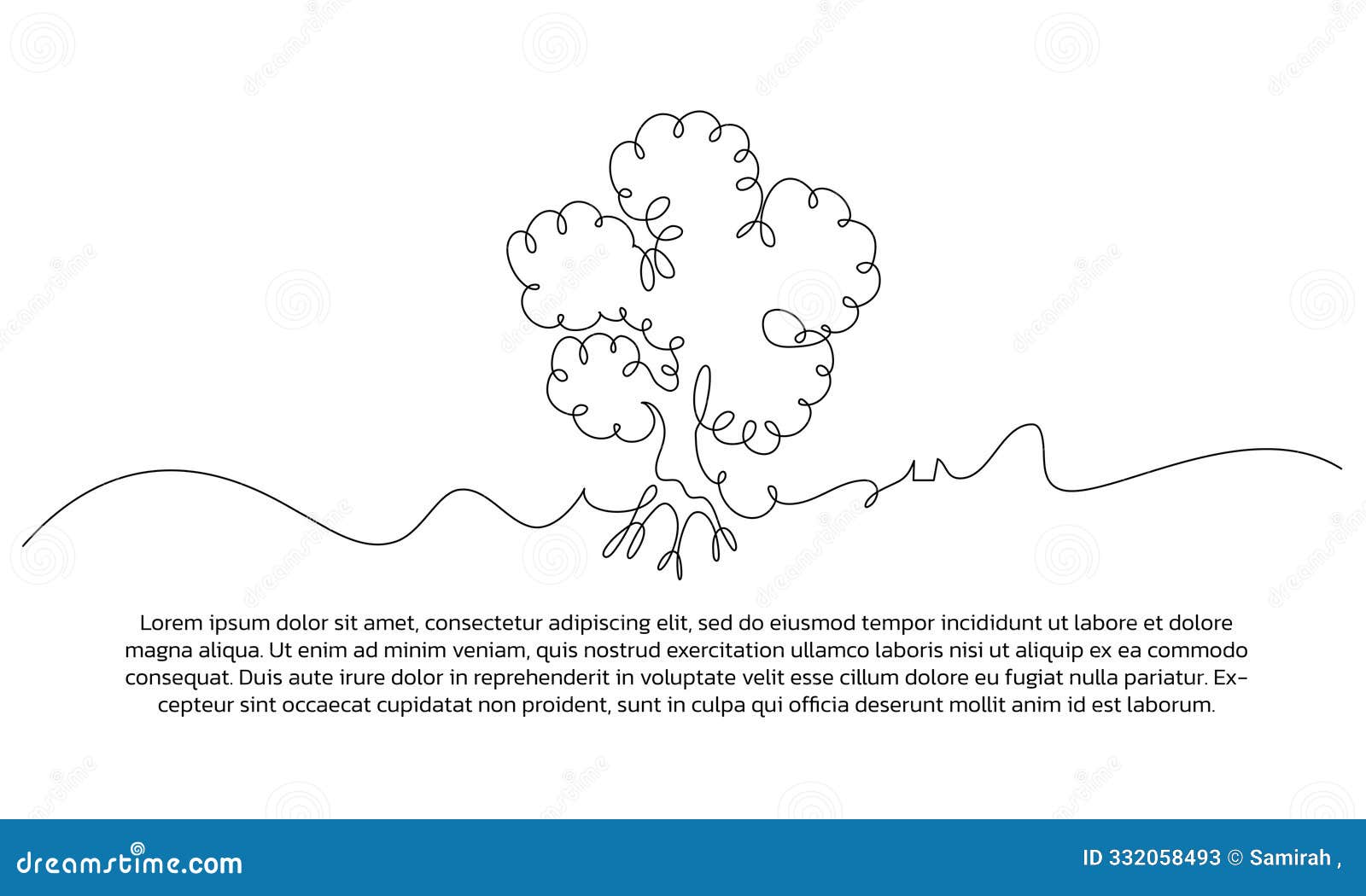 One Line Tree Poster Drawing with Frame Stock Illustration ...