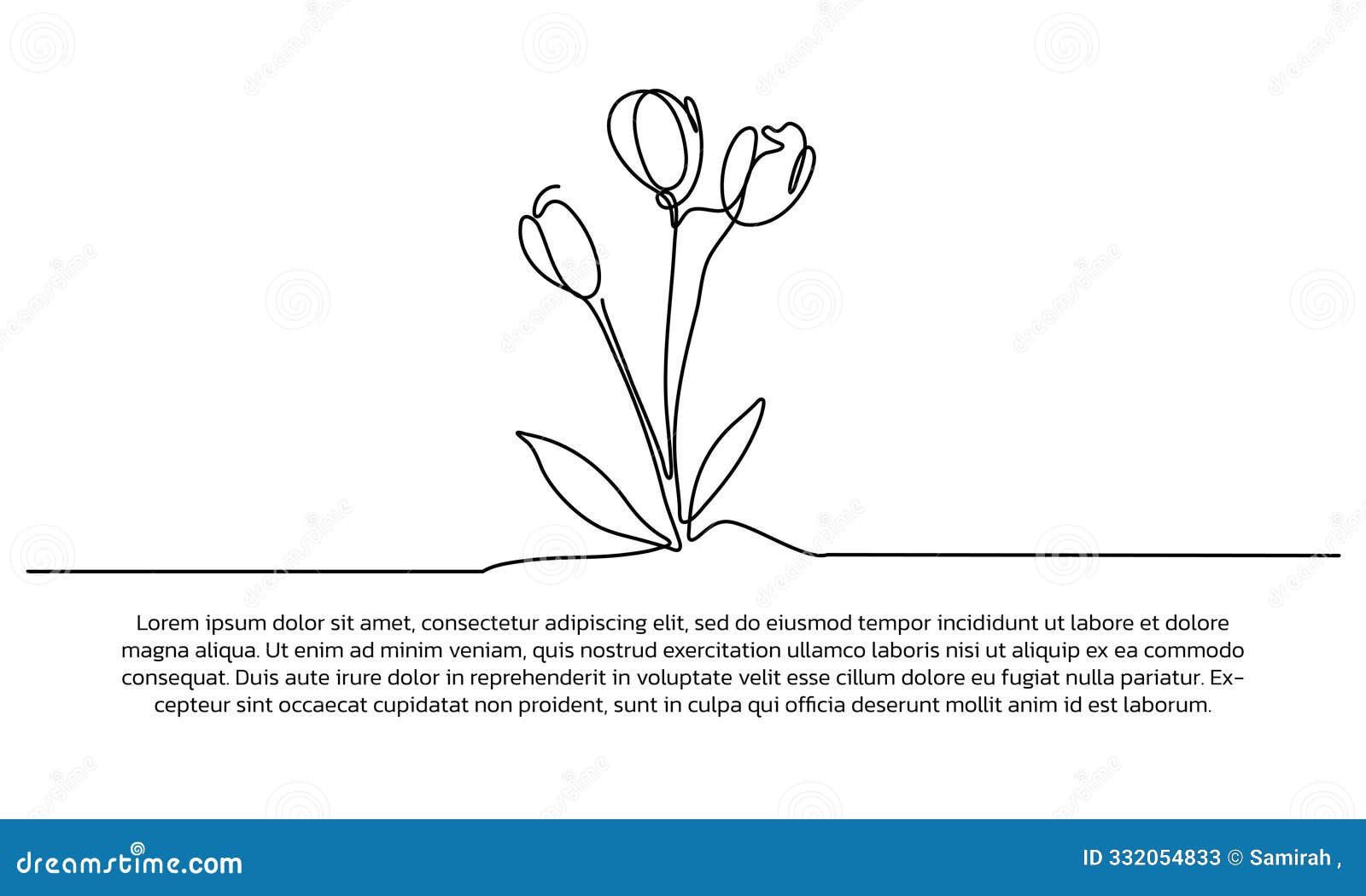 One Line Tulip Flower Poster Drawing with a Beautiful Frame Stock ...