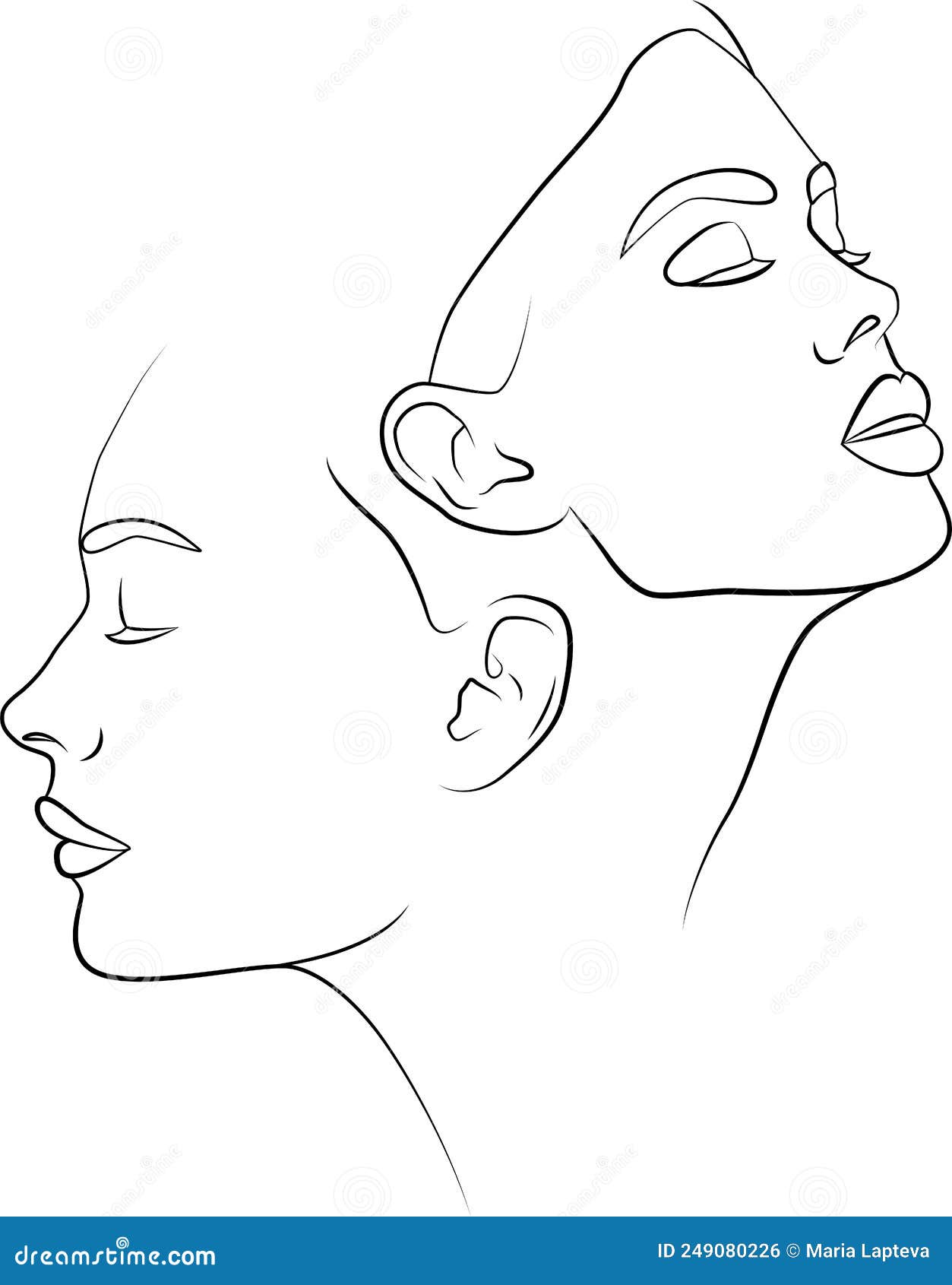One Line. Two Faces in One Line. Portrait. Face. Two Faces Online Stock ...