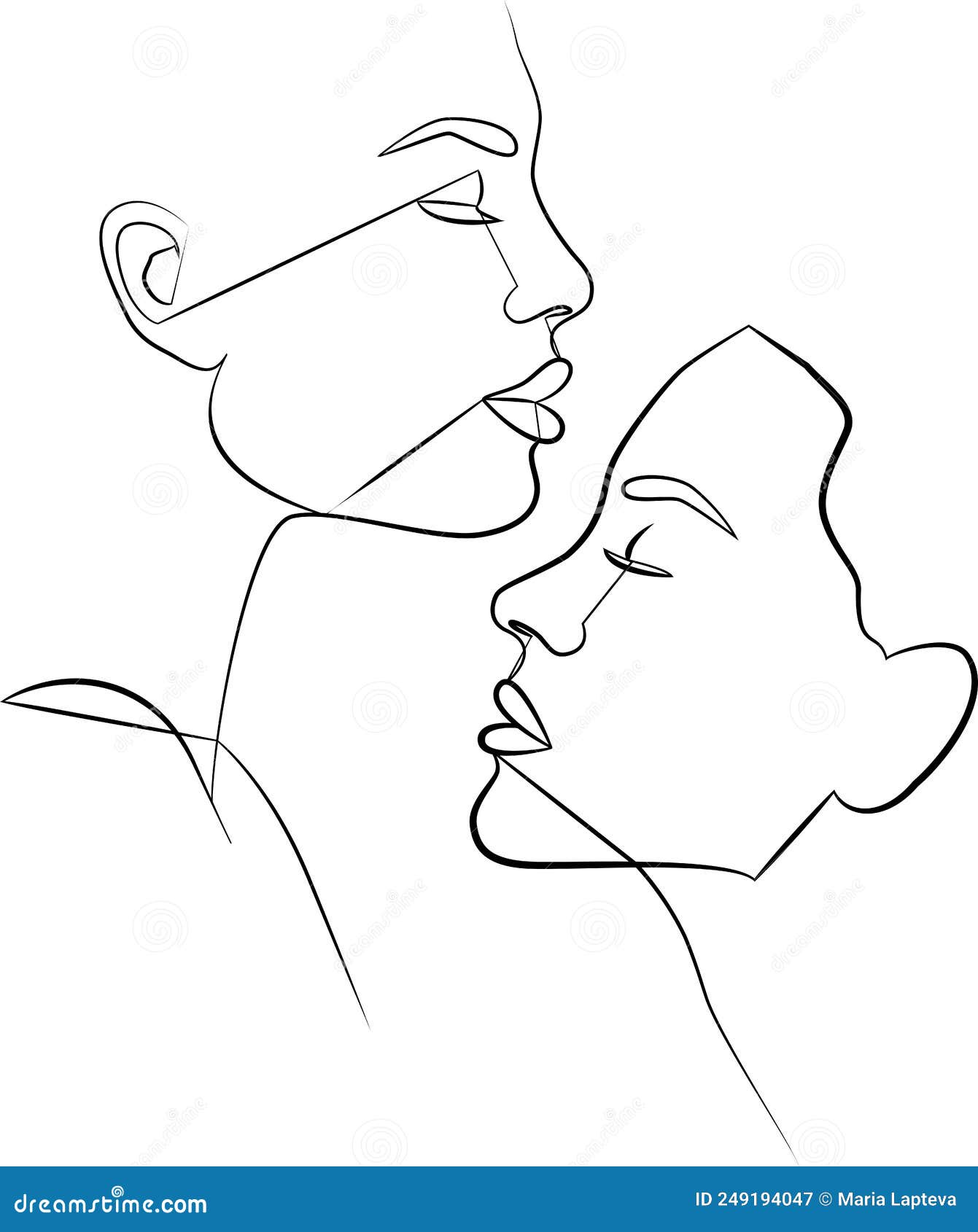 One Line. Two Faces in One Line. Portrait. Face. Two Faces Online Stock ...