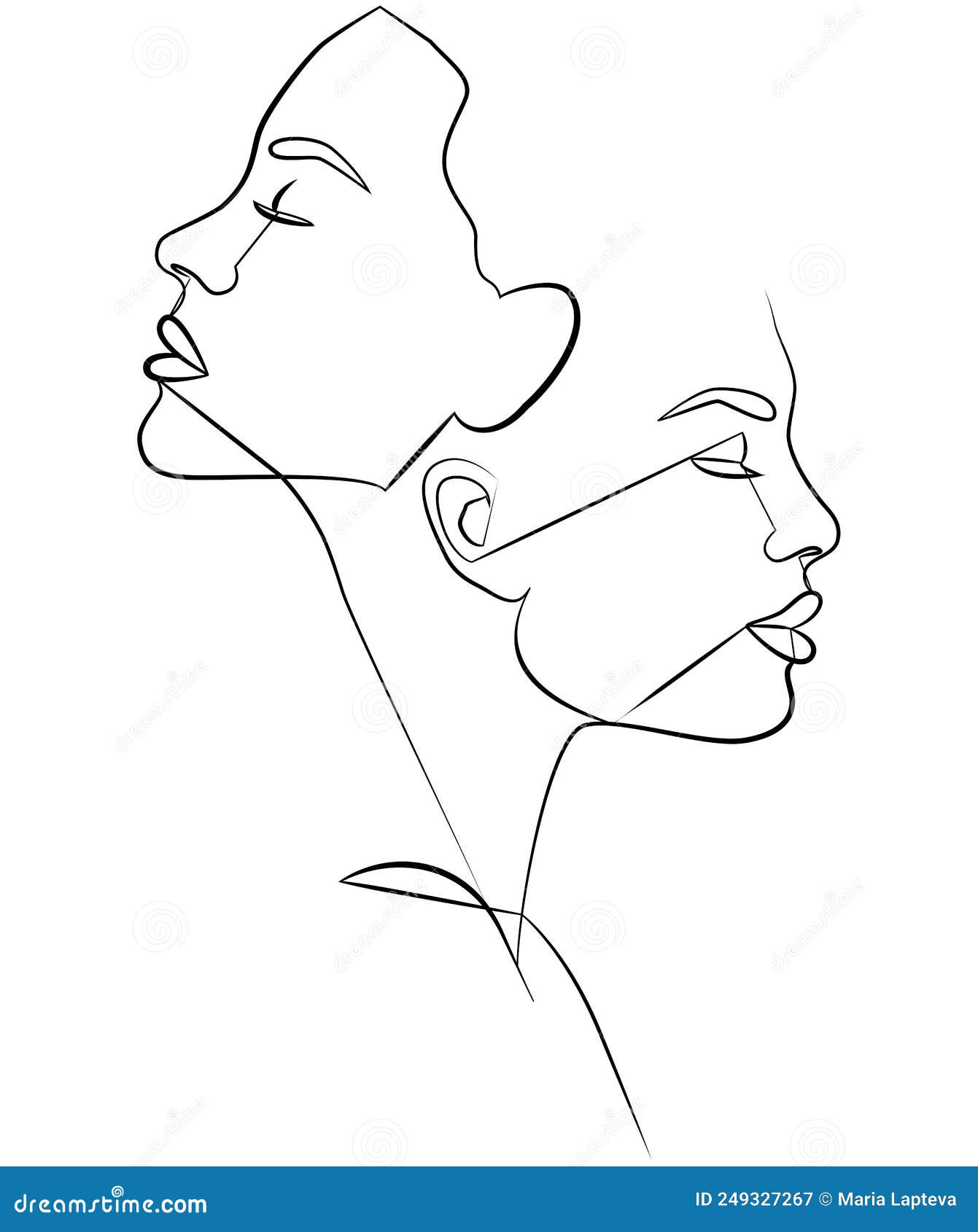 One Line. Two Faces in One Line. Portrait. Face. Two Faces Online Stock ...