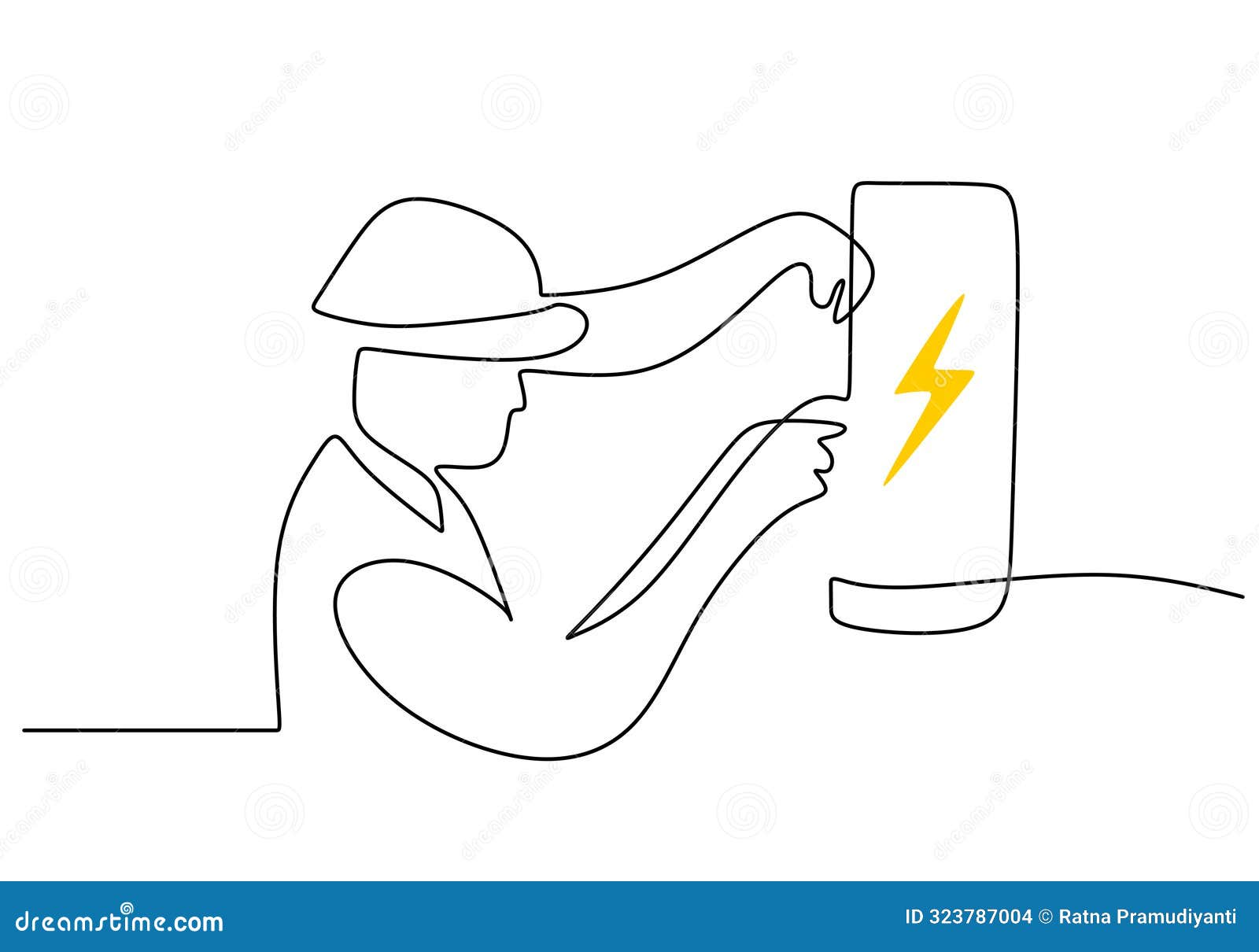 One Line Vector Drawing of an Electrical Worker Checking Panel Stock ...