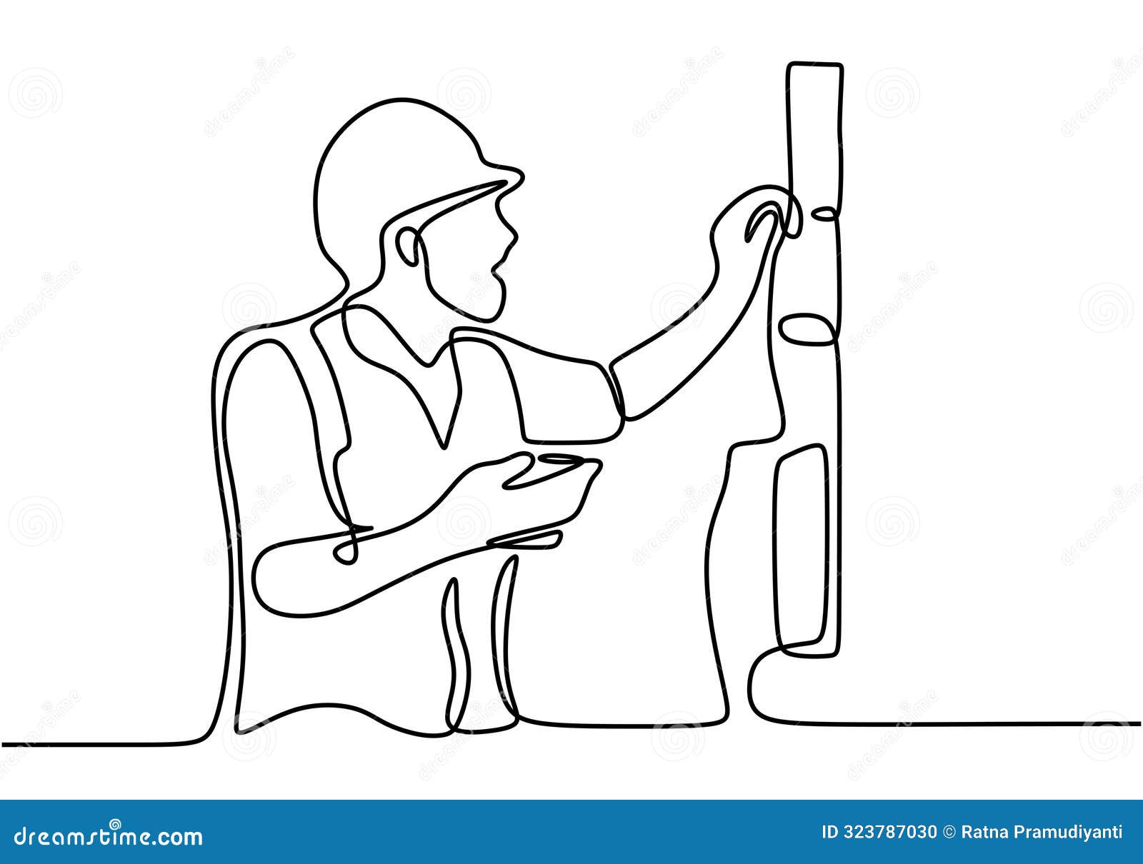 One Line Vector Drawing of an Electrical Worker Checking Panel Stock ...