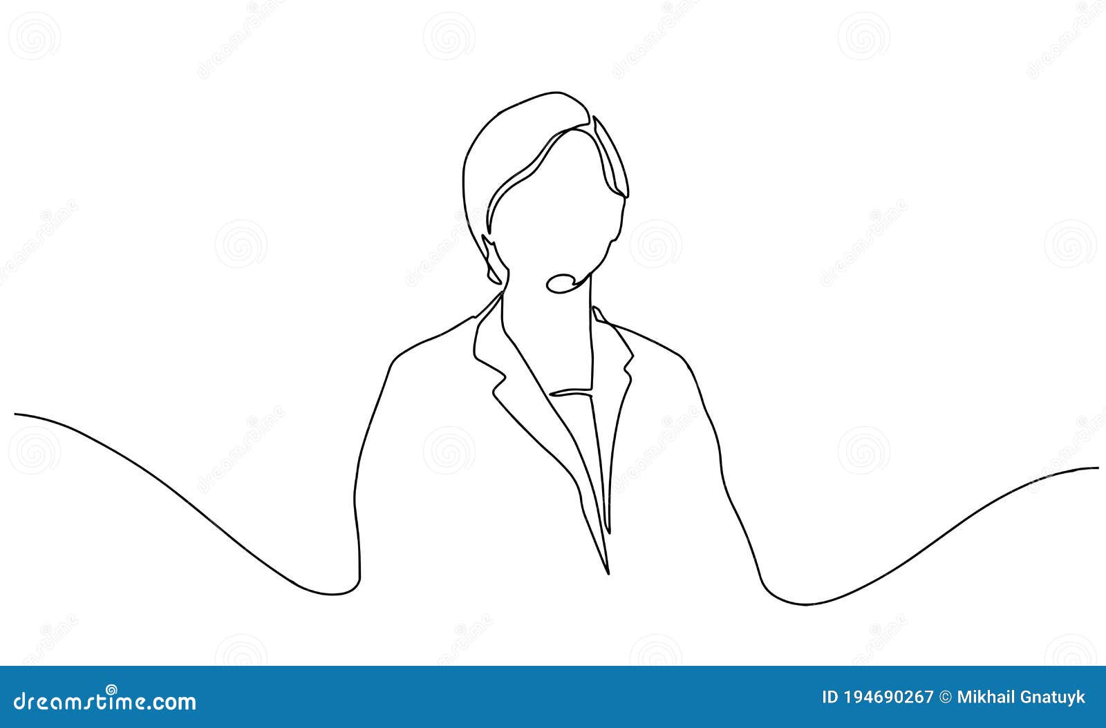 One Line Vector Drawing of Hospital Doctor Standing. Continuous Vector ...