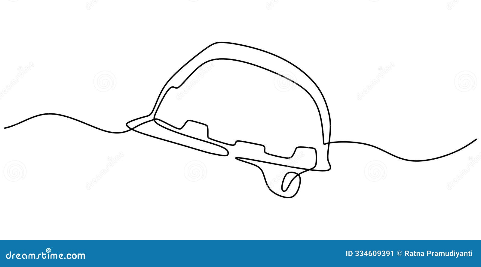 One Line Vector Illustration of a Safety Helmet Highlighting Protective ...
