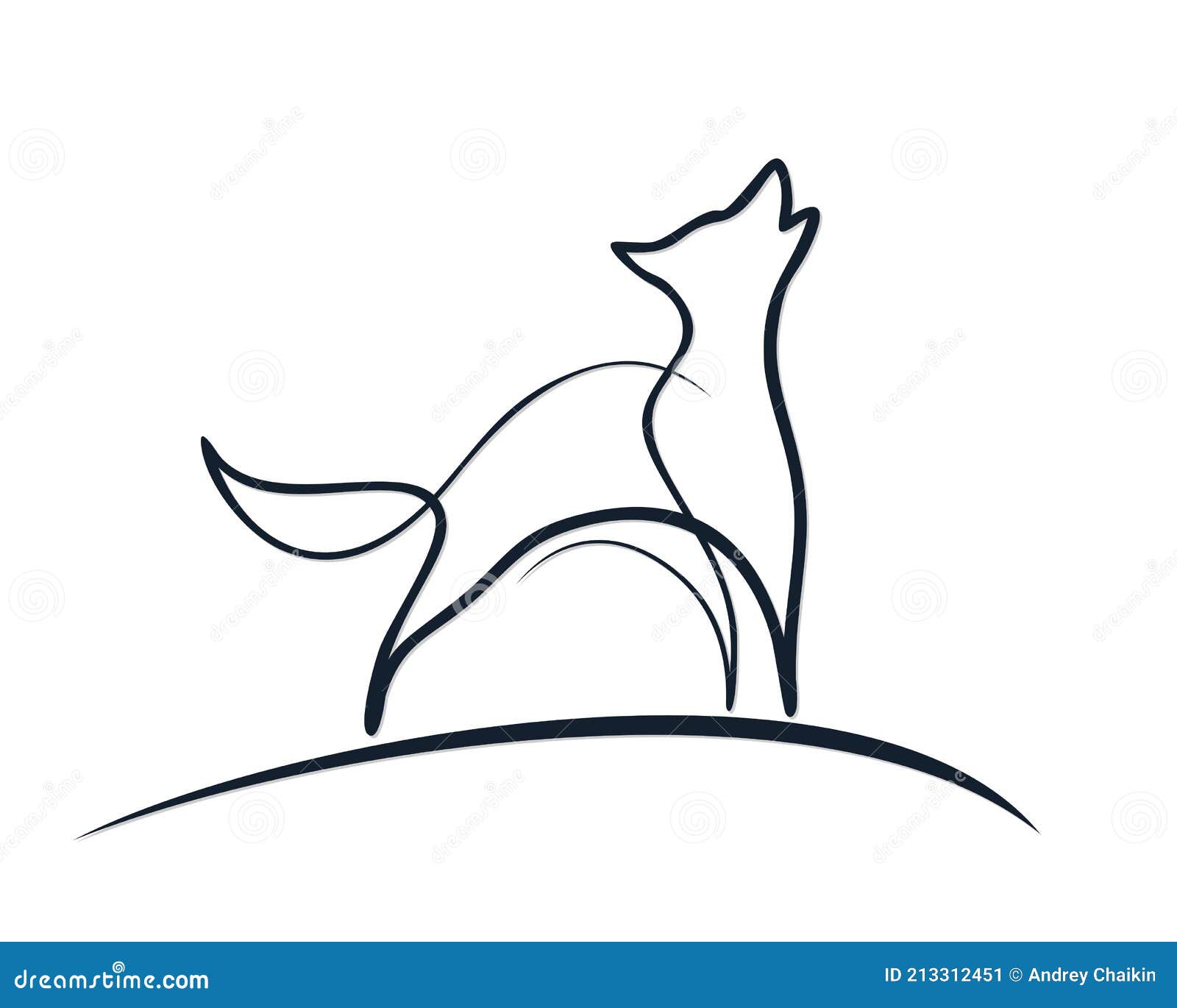 One Line Wolf Logo. Hand Drawn Linear Sketch. Vector Graphic Animal ...