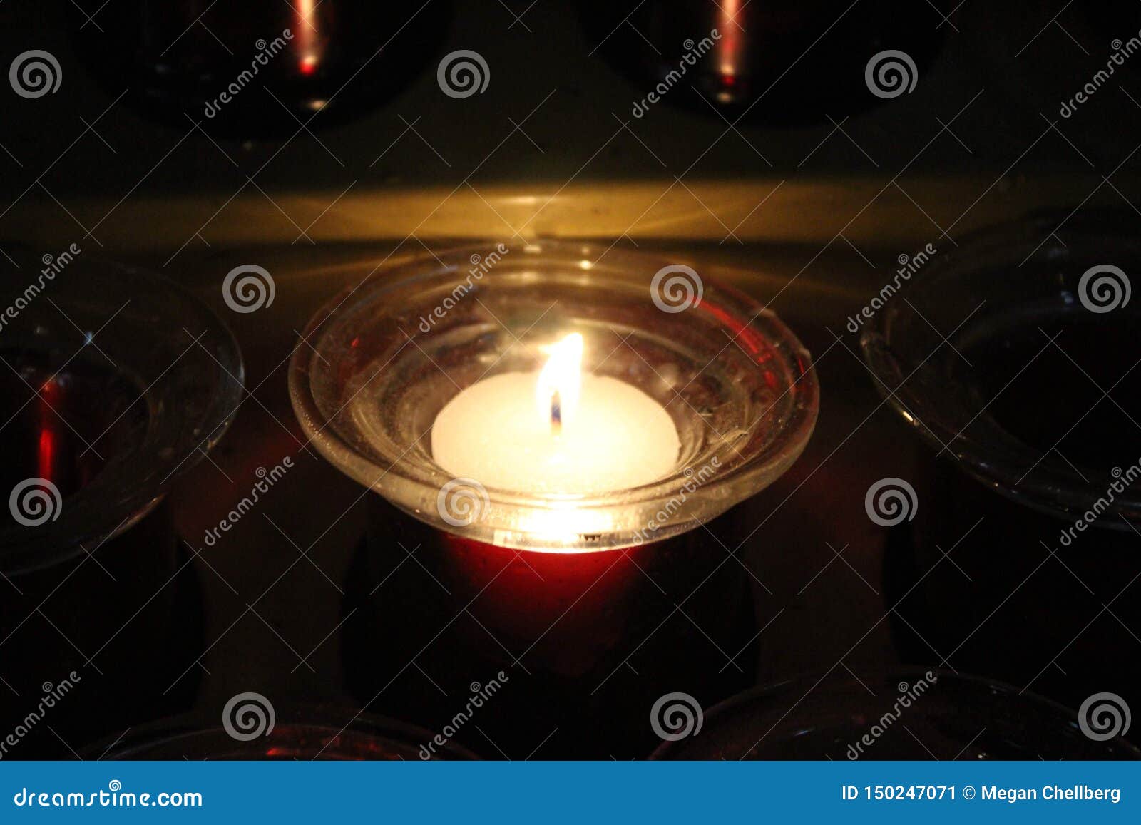 One lit candle stock image. Image of candle, tealight - 150247071