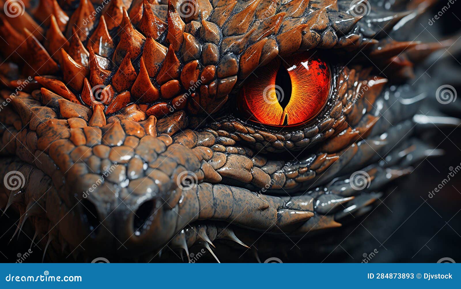 One Lizard Staring, Its Green Eye Focused on the Camera Generated by AI ...