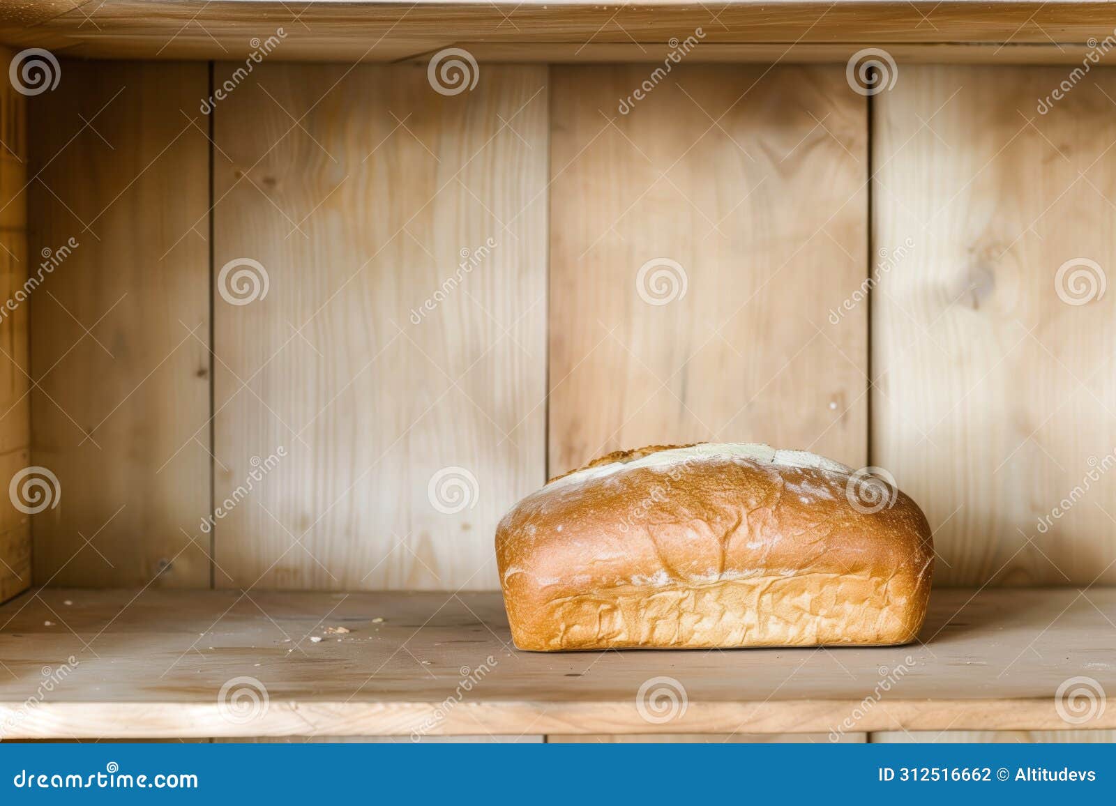 One Loaf of Bread on an Otherwise Empty Wooden Pantry Shelf Stock Photo ...