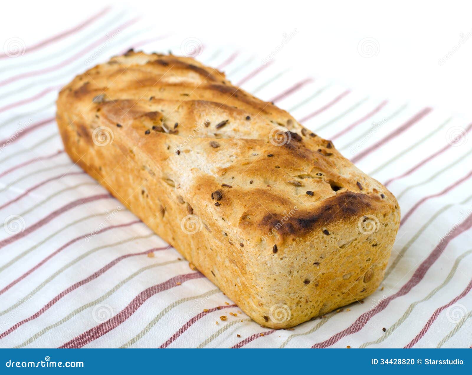 One Loaf of Bread on Tablecloth Stock Photo - Image of loaf, leavened ...