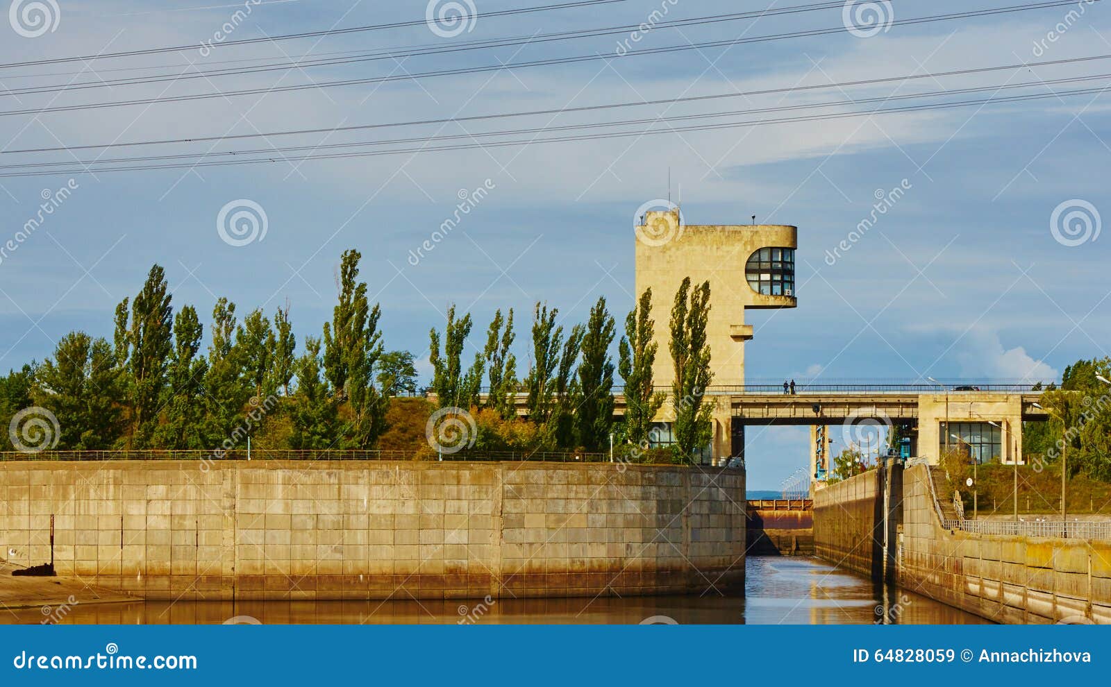 One of the Locks on Navigable River Stock Image - Image of nautical ...