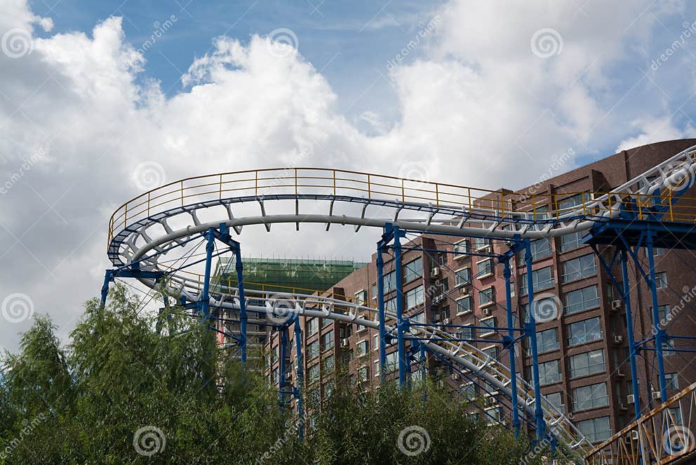 One Loop of the Roller-coaster Stock Image - Image of overhead, bottom ...