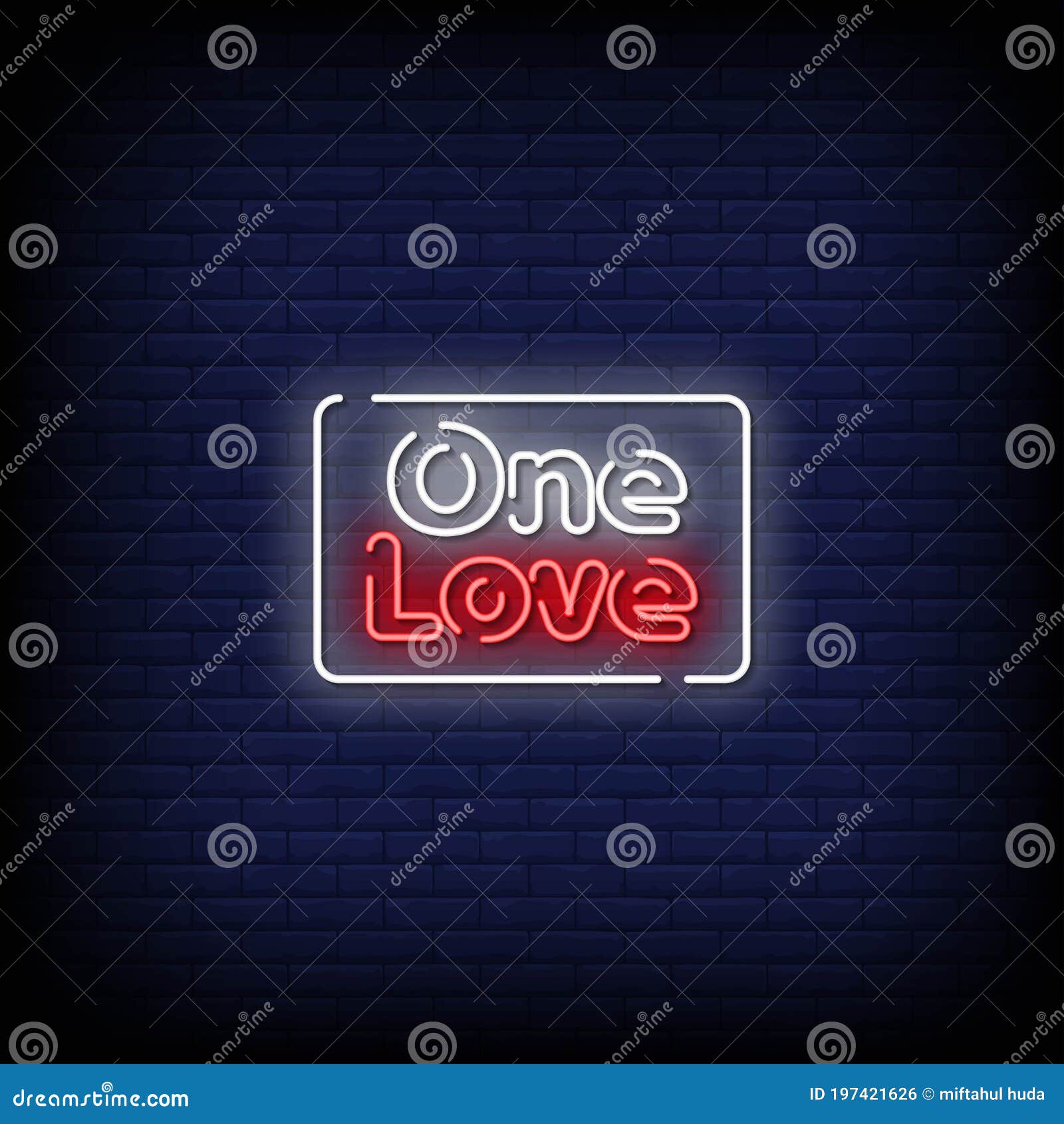 One Love Neon Signs Style Text Vector Stock Vector - Illustration of ...