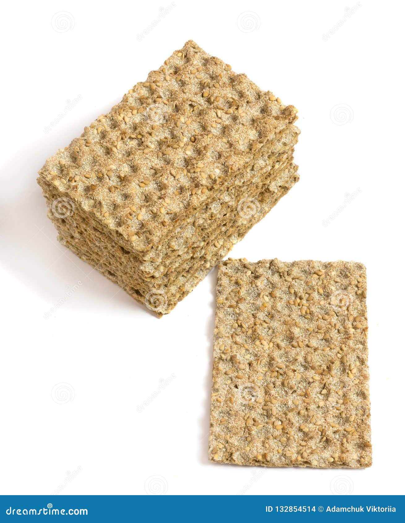 Main Crispbread and Stack of Crispbread with Sesame Isolated on White ...