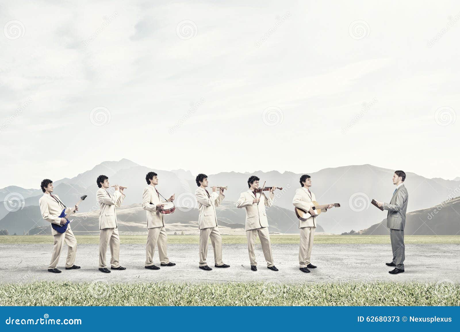 One man band stock image. Image of orchestral, group - 62680373